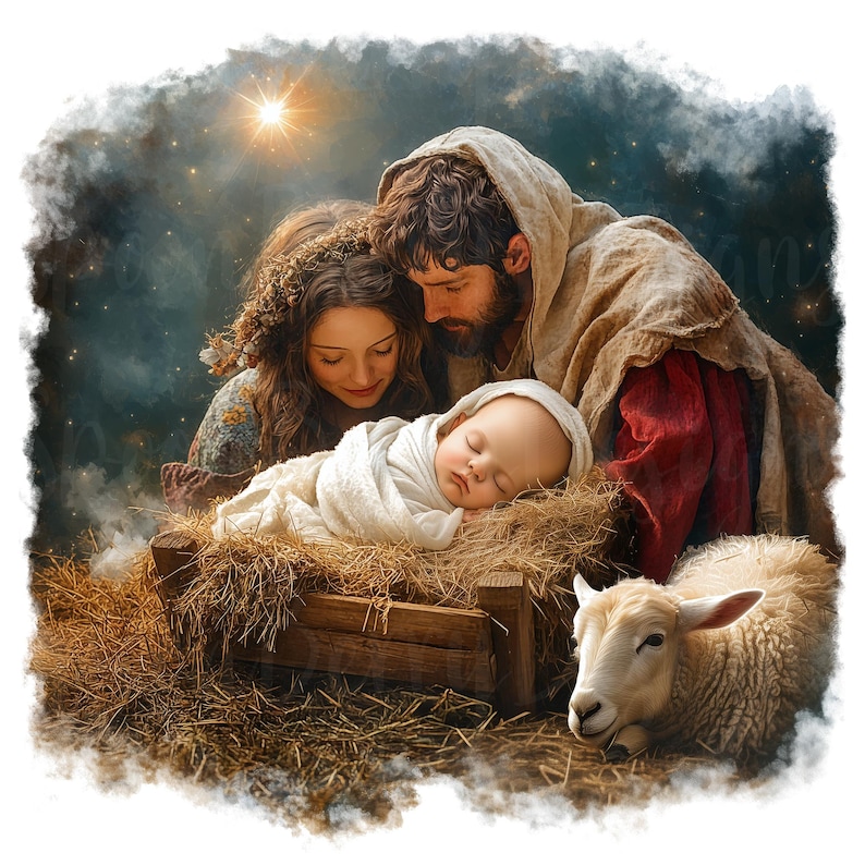 Nativity Clipart, Set of 23 PNG Bundle, 300 DPI Clip Art, Watercolor ...