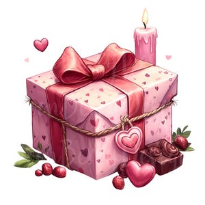 Valentines Gift Box Clipart, Set of 12 PNG Bundle, Watercolor Clip Art ...