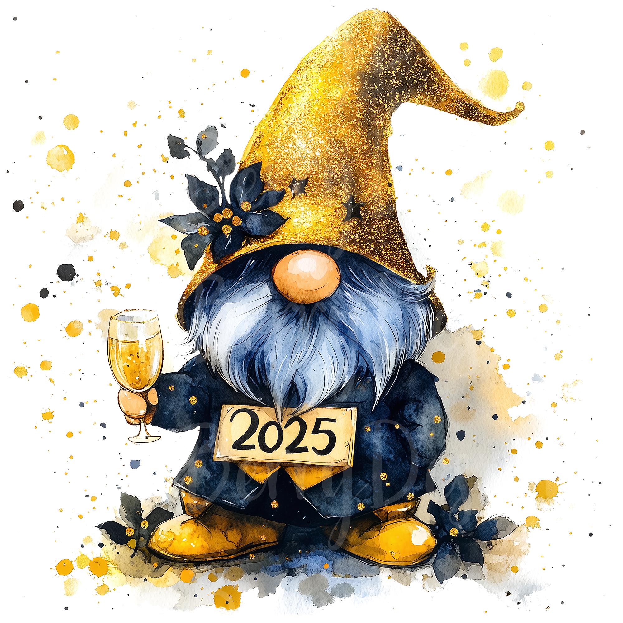 New Years Gnome Clipart, Set of 24 PNG Bundle, 300 DPI Clip Art ...