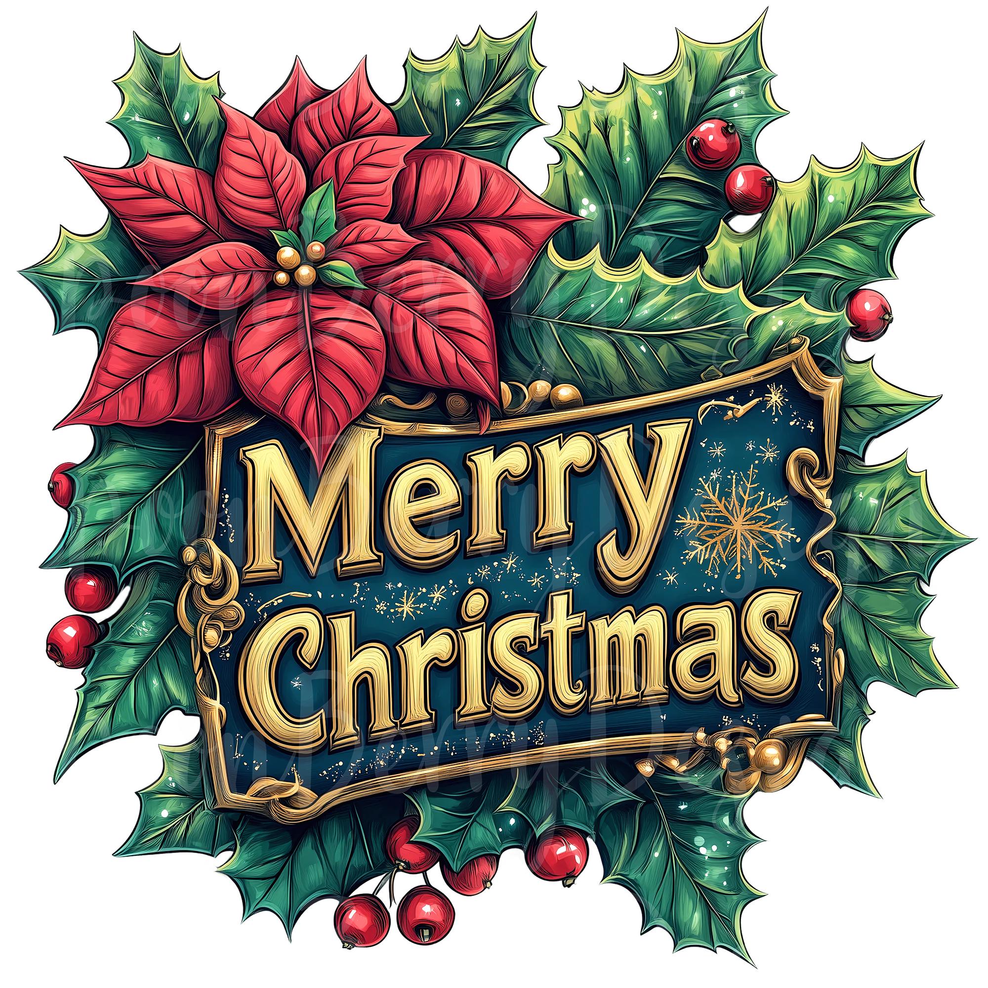 Merry Christmas Clipart, Set of 12 PNG Bundle, 300 DPI Clip Art, Winter ...