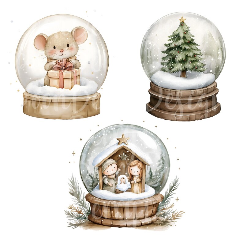 Snow Globe Clipart, Set of 15 PNG Bundle, 300 DPI Clip Art, Winter ...