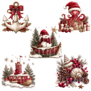 Nautical Christmas Clipart, Set of 25 PNG Bundle 300 DPI Clip Art ...