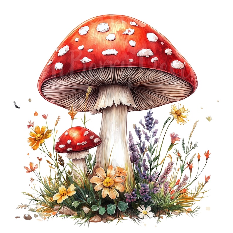 Toadstool Clipart, Set of 13 PNG Bundle, 300 DPI Clip Art, Mushroom ...