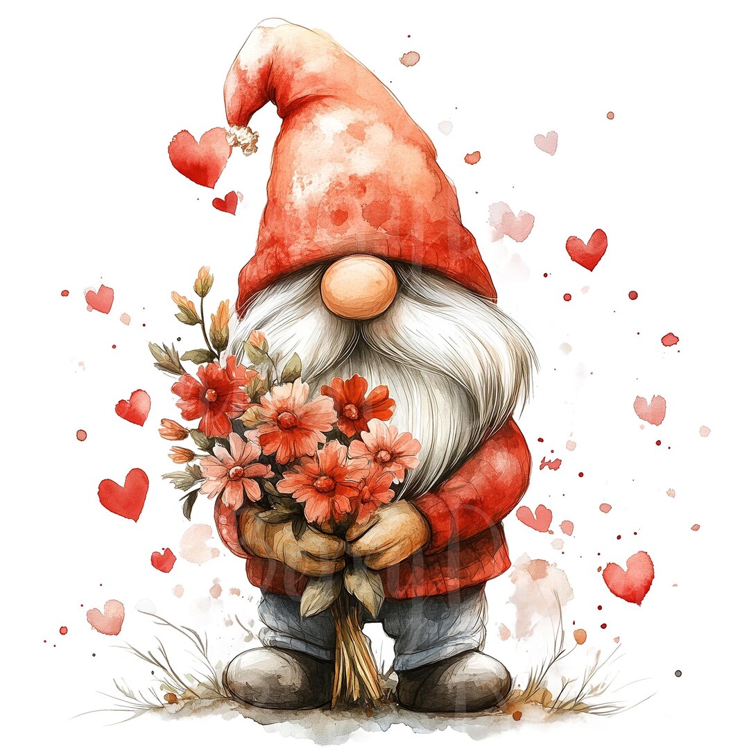 Valentines Day Gnomes Clipart, Set of 11 PNG Bundle, 300 DPI Clip Art ...