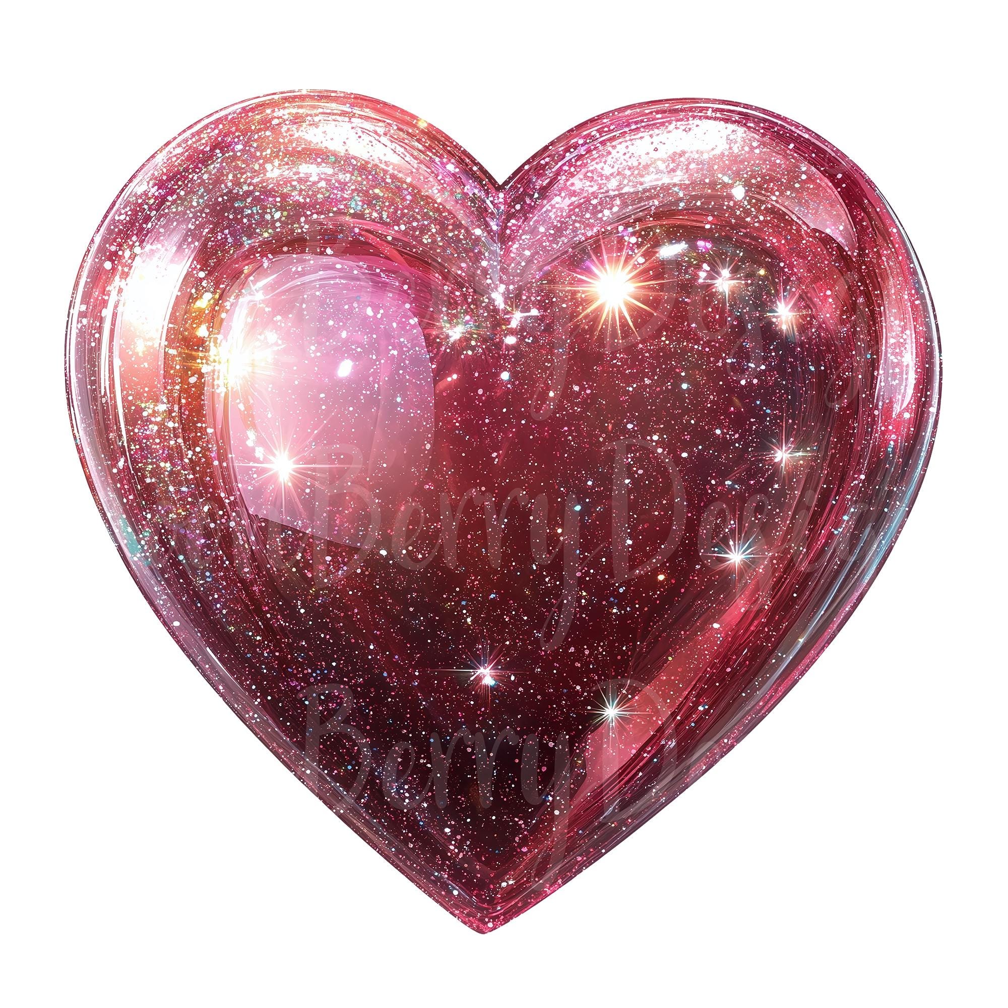 Glitter Hearts Clipart, Set of 10 PNG Bundle, 300 DPI Clip Art, Pink ...