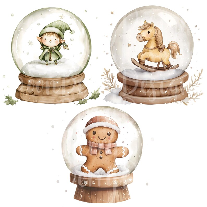 Snow Globe Clipart, Set of 15 PNG Bundle, 300 DPI Clip Art, Winter ...