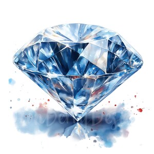 Diamond Clipart, Set of 13 PNG Watercolor Clip Art Bundle, Valentines ...