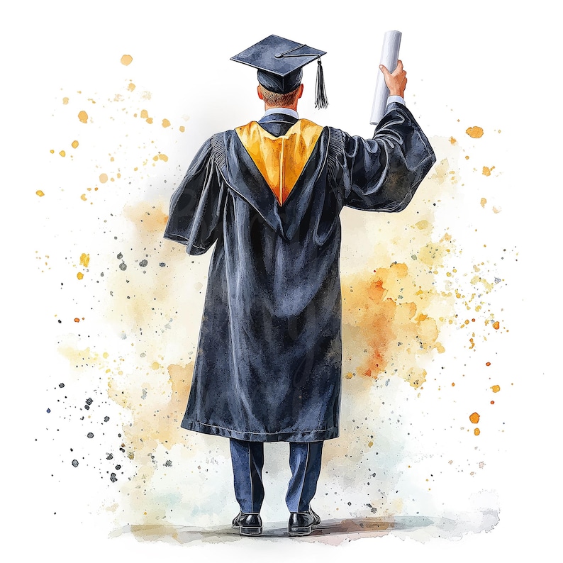 Graduation Clipart, Set of 11 PNG Bundle, 300 DPI Watercolor Clip Art ...