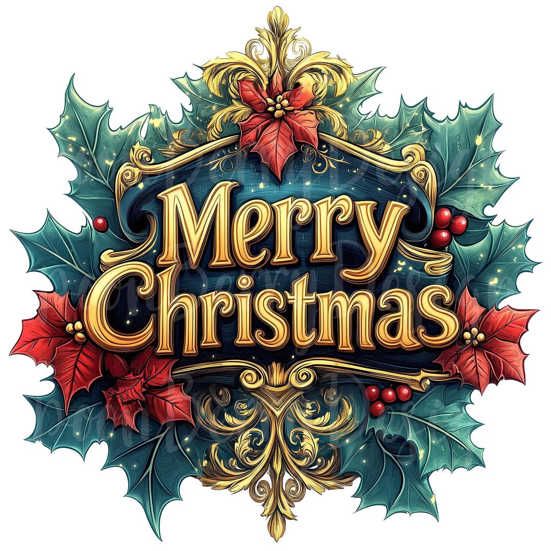 Merry Christmas Clipart, Set of 12 PNG Bundle, 300 DPI Clip Art, Winter ...