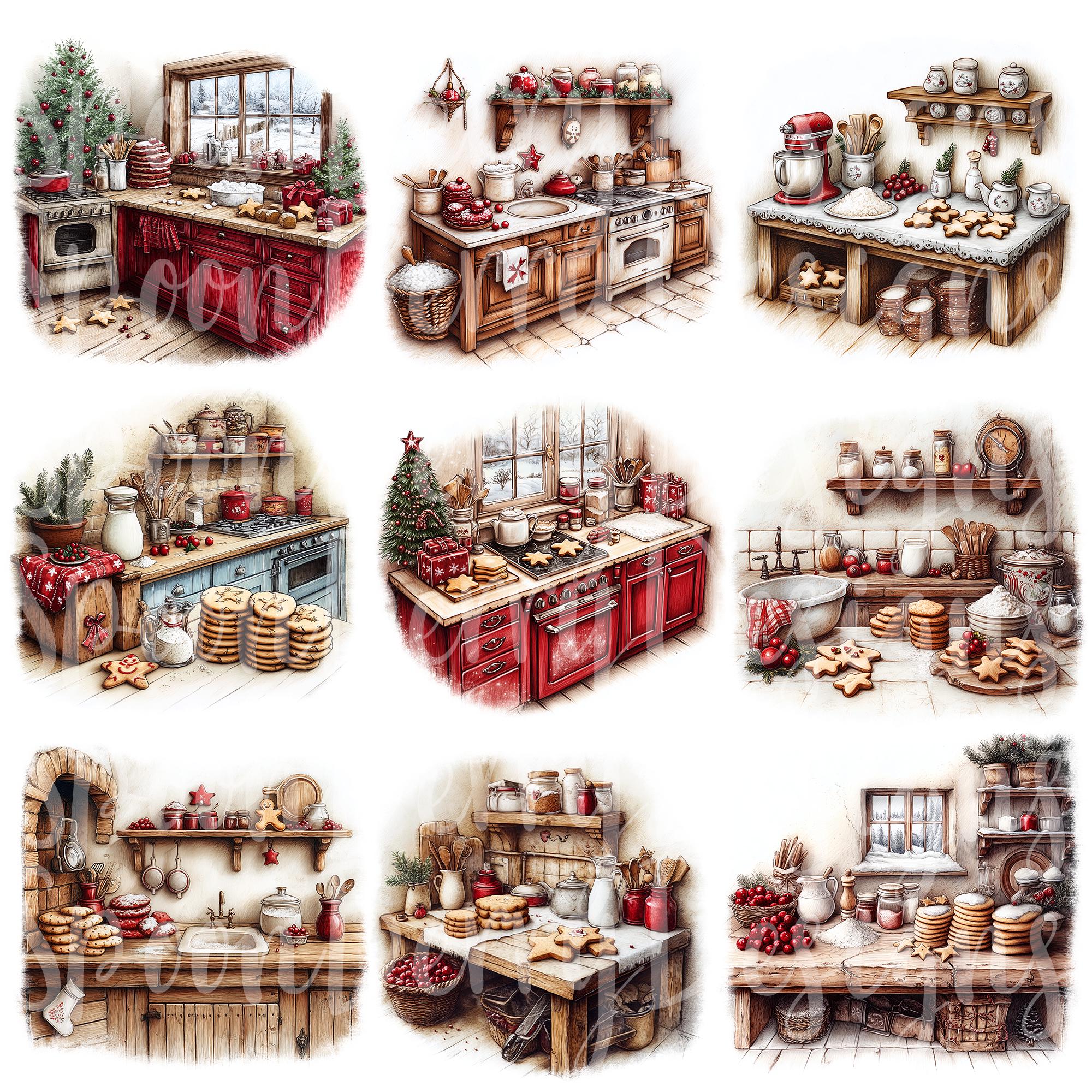Christmas Kitchen Clipart, Set of 31 PNG Bundle, 300 DPI Clip Art ...