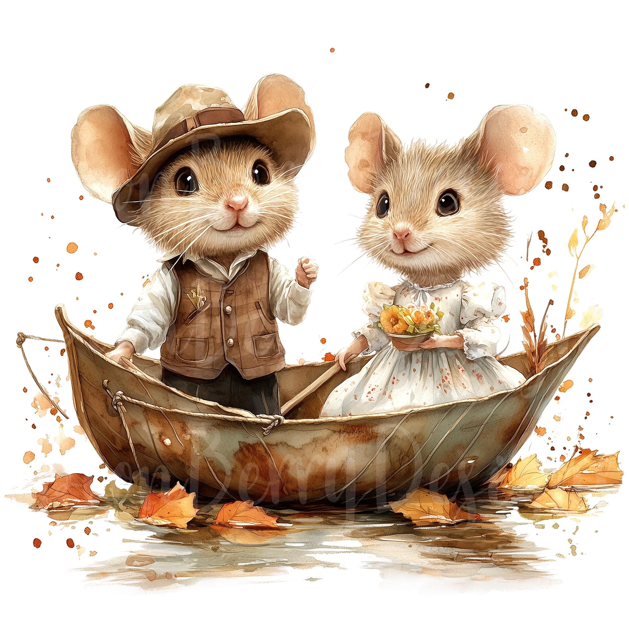 Mice Couple Clip Art, Set of 10 PNG Bundle, 300 DPI Clipart, Cute ...