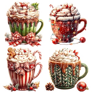 Christmas Cocoa Clipart, Set of 15 PNG Bundle, 300 DPI Clip Art, Winter ...