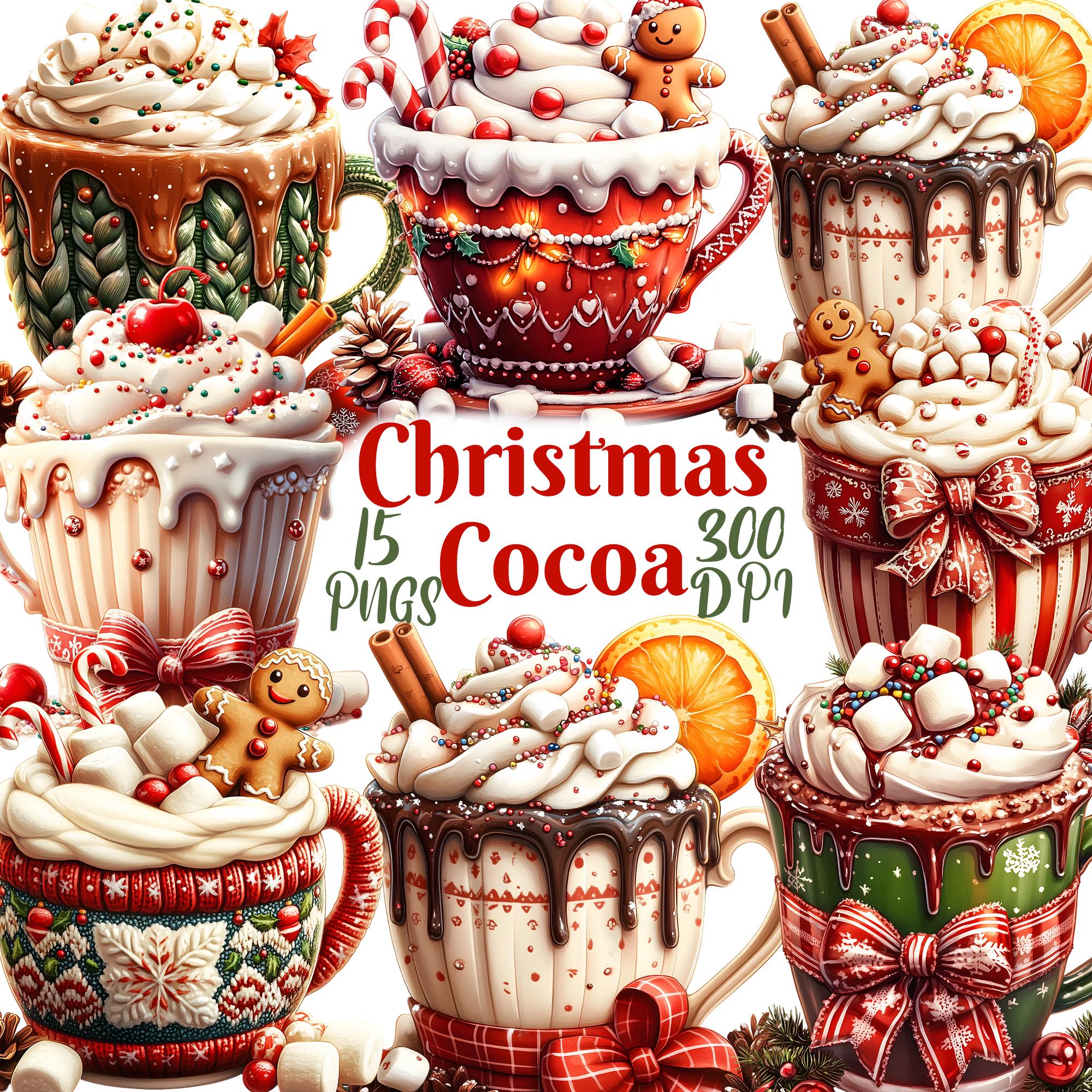 Christmas Cocoa Clipart, Set of 15 PNG Bundle, 300 DPI Clip Art, Winter ...
