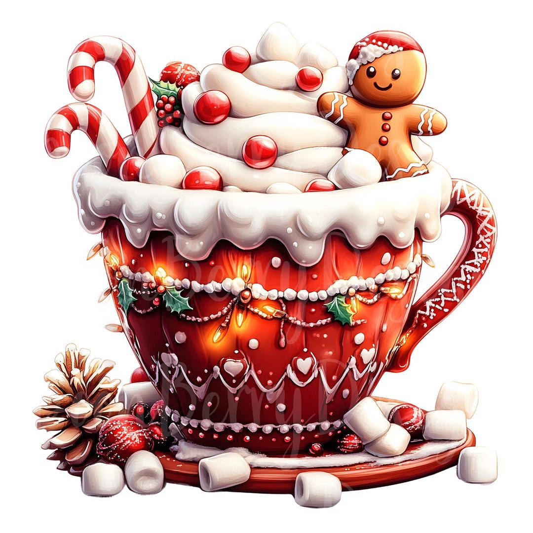 Christmas Cocoa Clipart, Set of 15 PNG Bundle, 300 DPI Clip Art, Winter ...