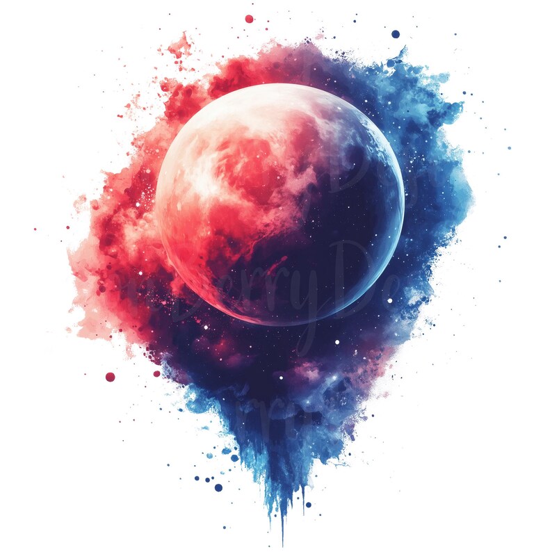 Outer Space Clipart, Set of 16 PNG Bundle, Colorful Watercolor Clip Art ...