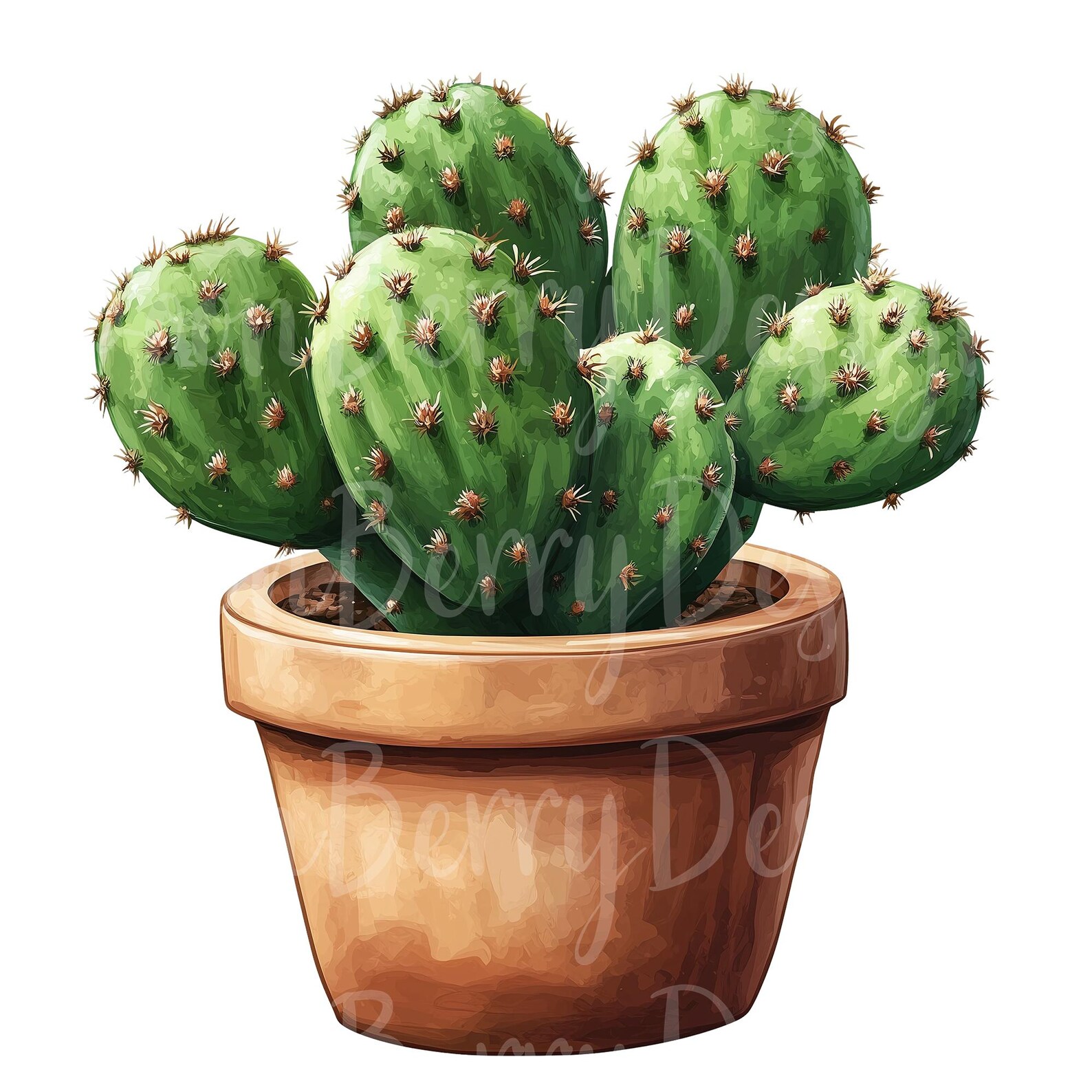 Cactus Clipart, Set of 18 PNG Bundle, 300 DPI Clip Art, Green Cacti ...