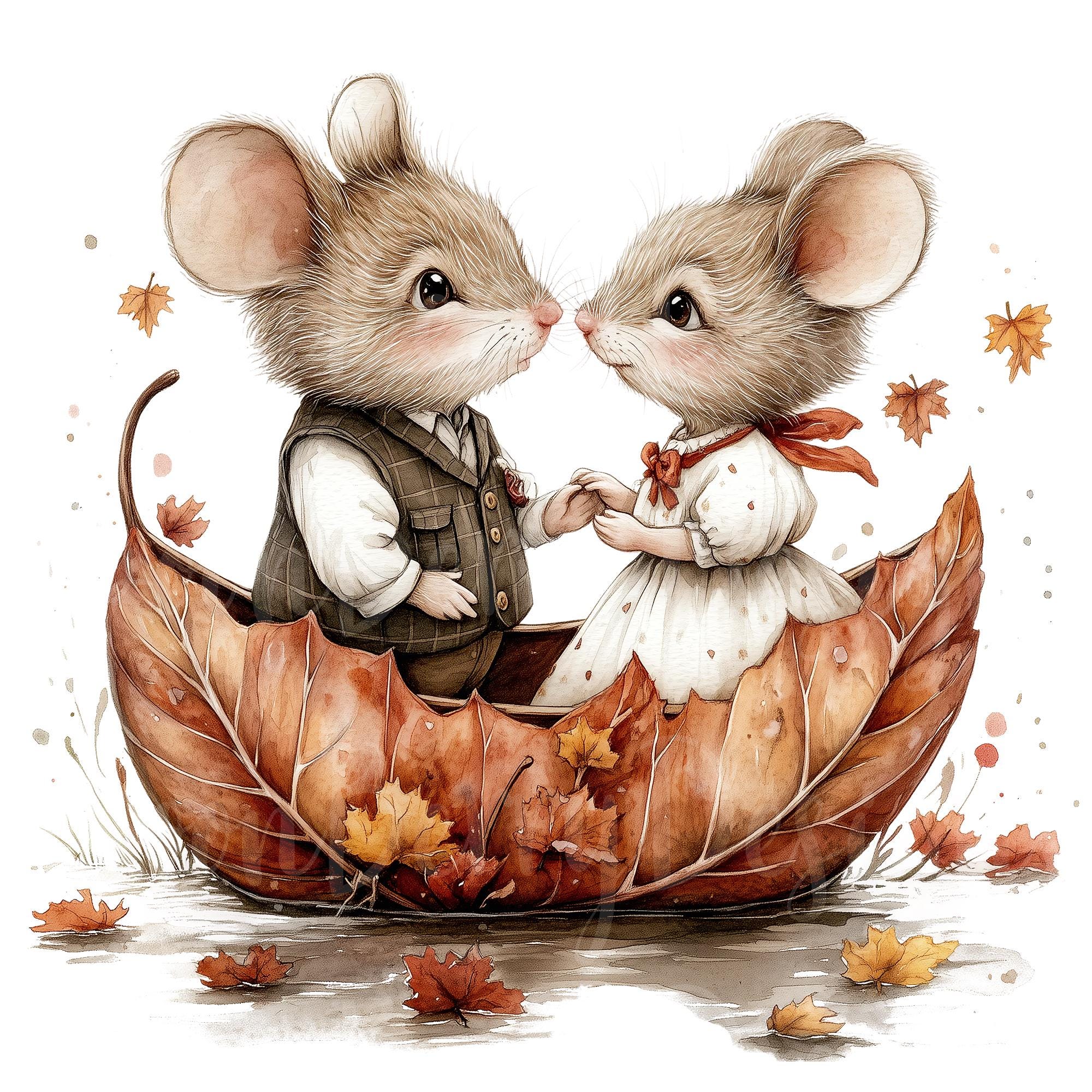 Mice Couple Clip Art, Set of 10 PNG Bundle, 300 DPI Clipart, Cute ...