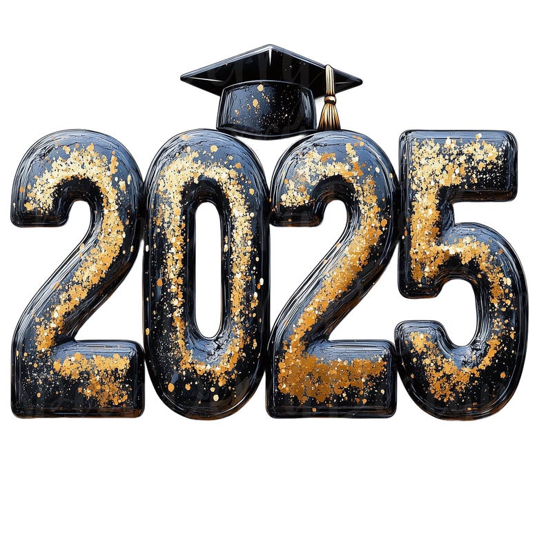 Graduation 2025 Clipart, Set of 15 PNG Bundle, 300 DPI Watercolor Clip ...