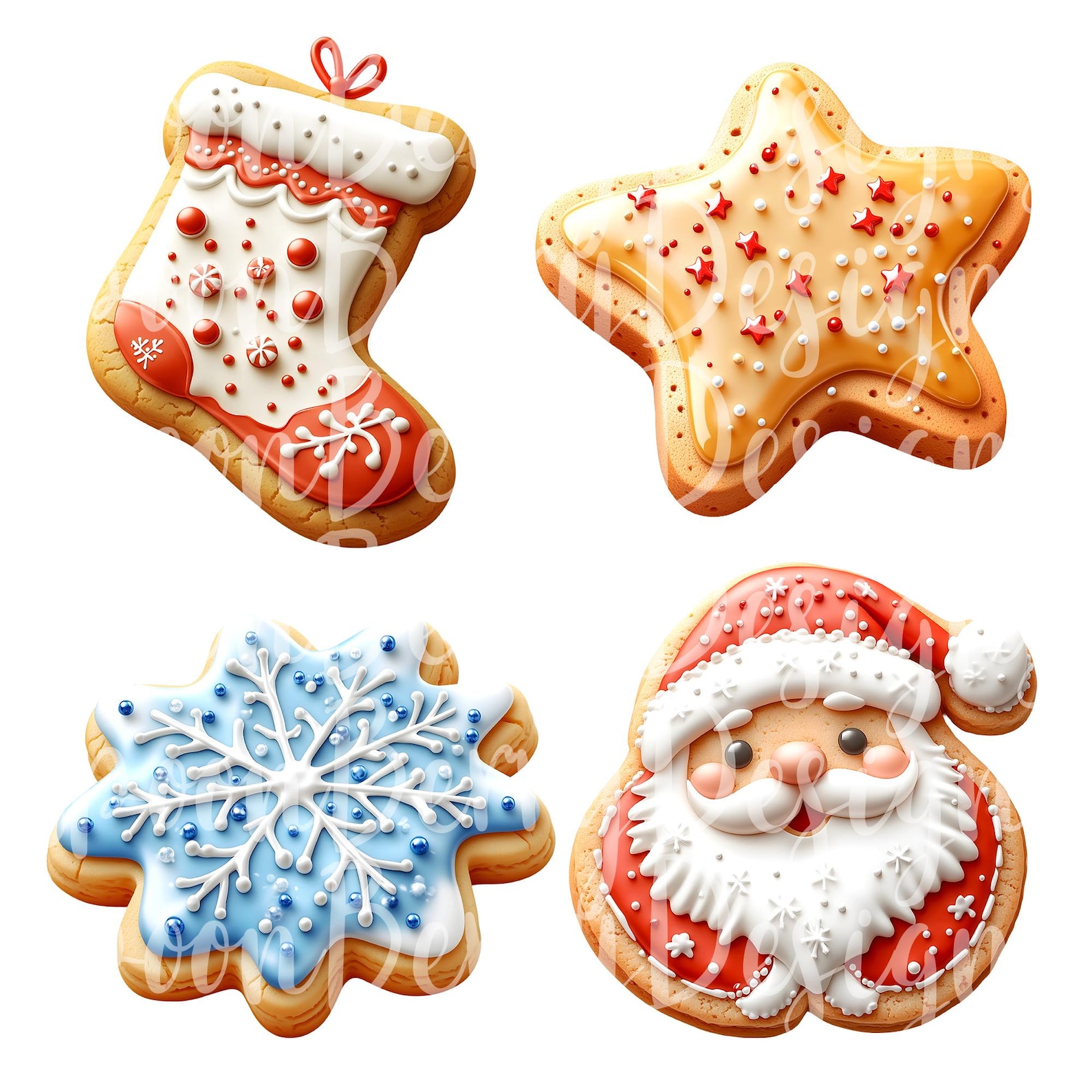 Sugar Cookie Clipart, Set of 22 PNG Bundle, 300 DPI Clip Art, Winter ...