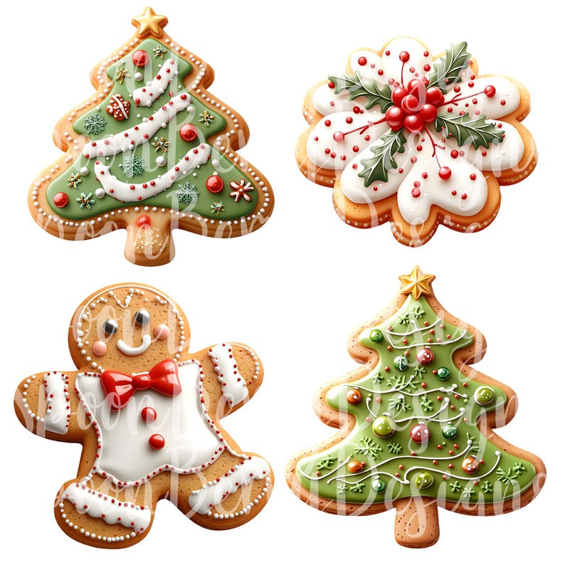 Sugar Cookie Clipart, Set of 22 PNG Bundle, 300 DPI Clip Art, Winter ...