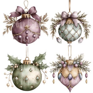 Christmas Ornament Clipart, Set of 26 PNG Bundle, 300 DPI Clip Art ...