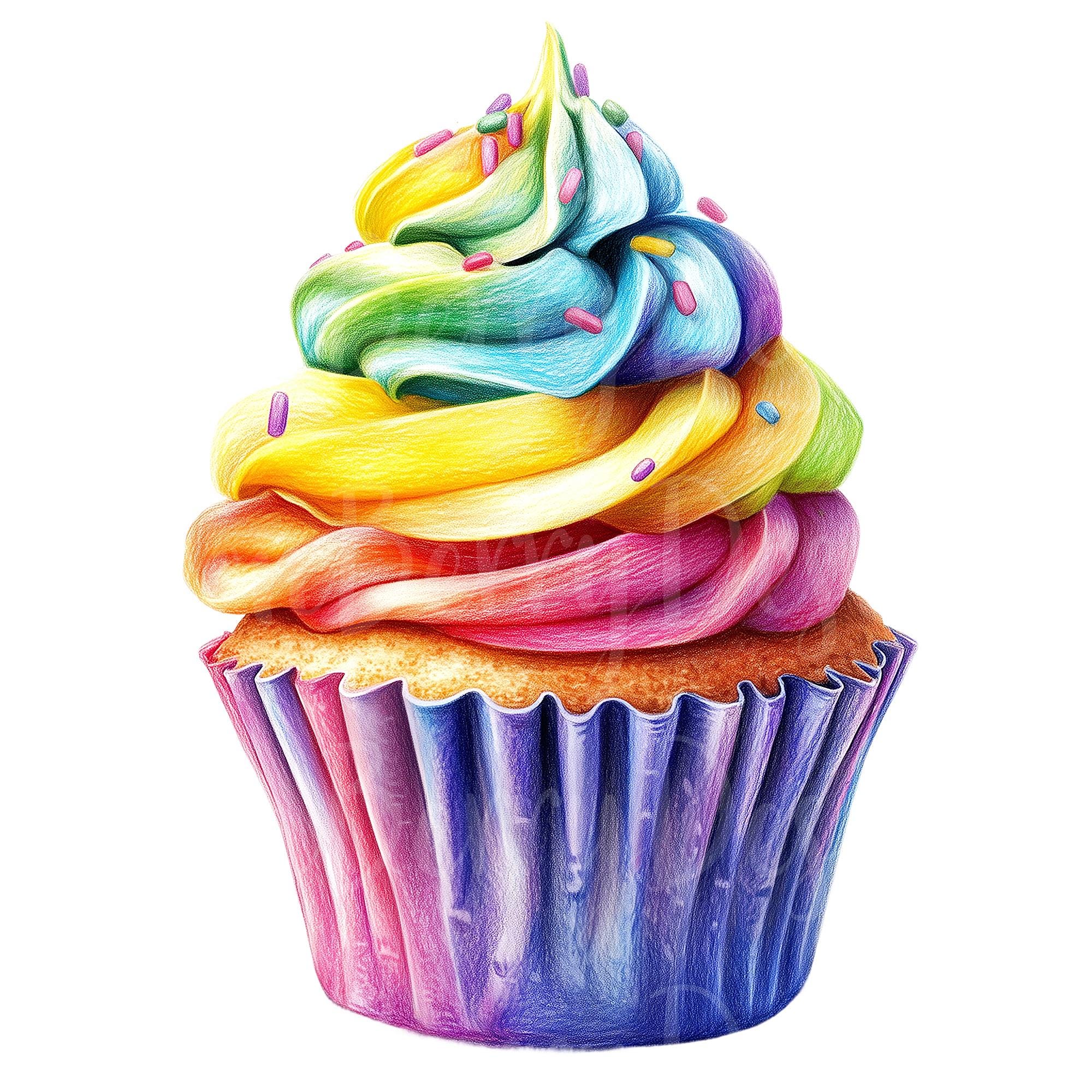 Rainbow Cupcakes Clipart, Set of 17 PNG Bundle, 300 DPI Clip Art ...