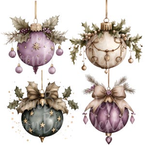 Christmas Ornament Clipart, Set of 26 PNG Bundle, 300 DPI Clip Art ...