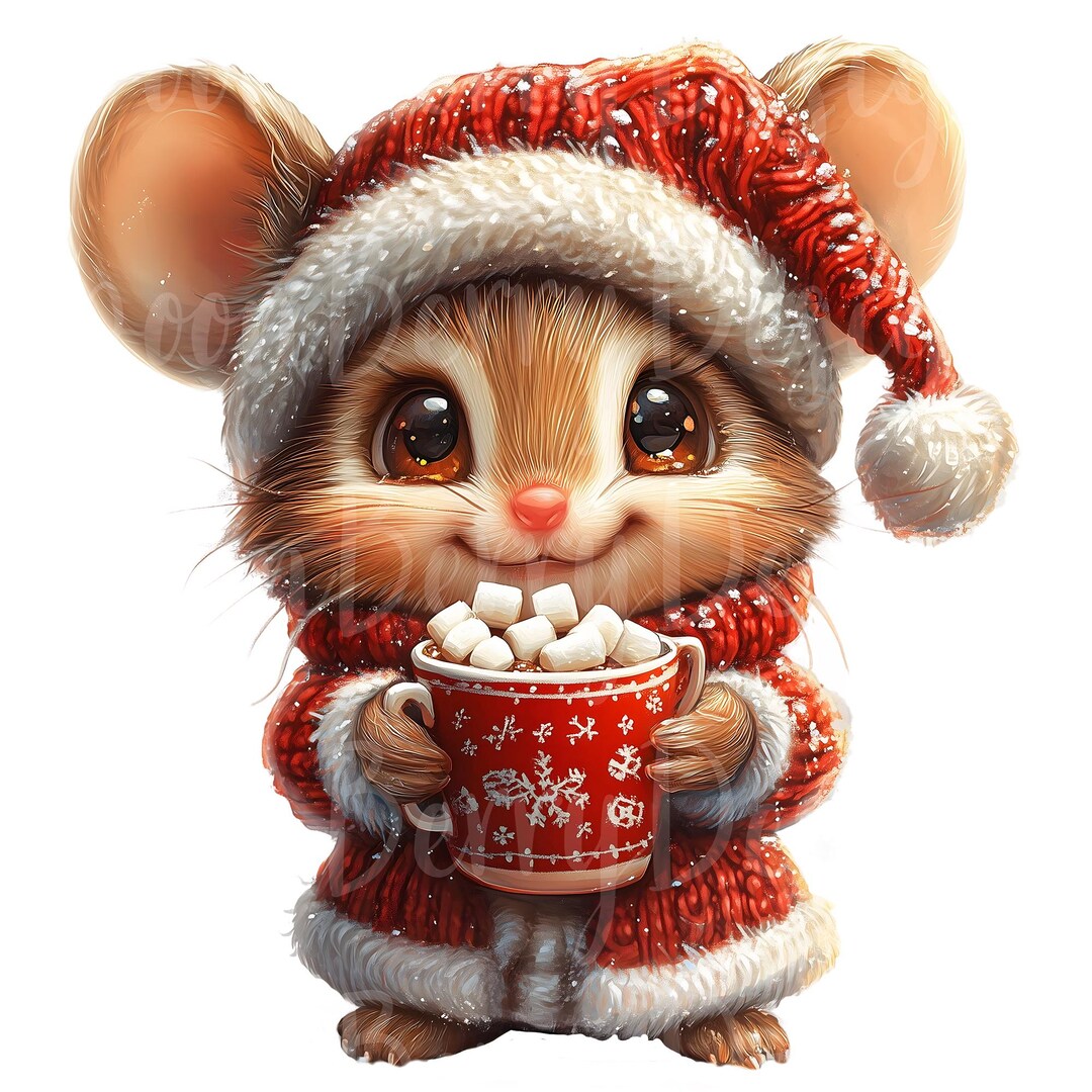 Christmas Mice Clipart, Set of 15 PNG Bundle, 300 DPI Clip Art ...