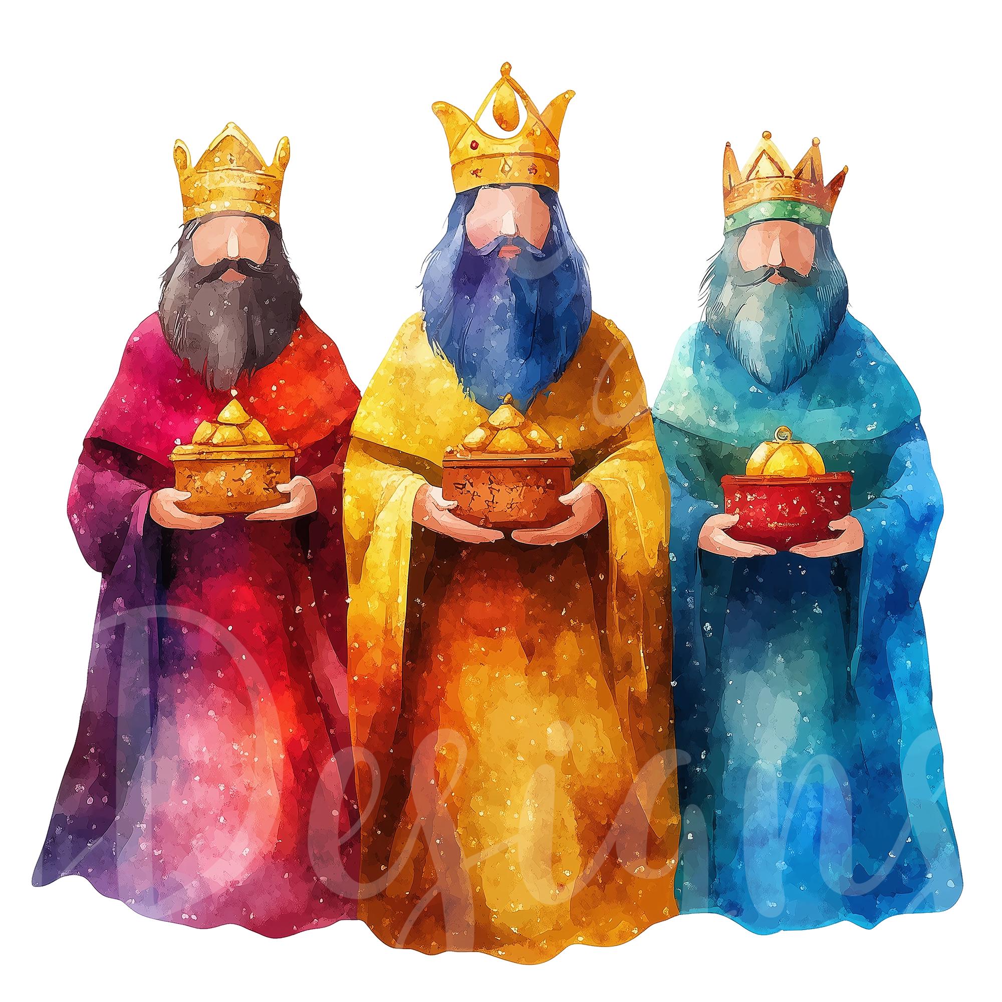 Three Wise Men Clipart, 14 PNG Clip Art Watercolor Bundle, Christmas ...