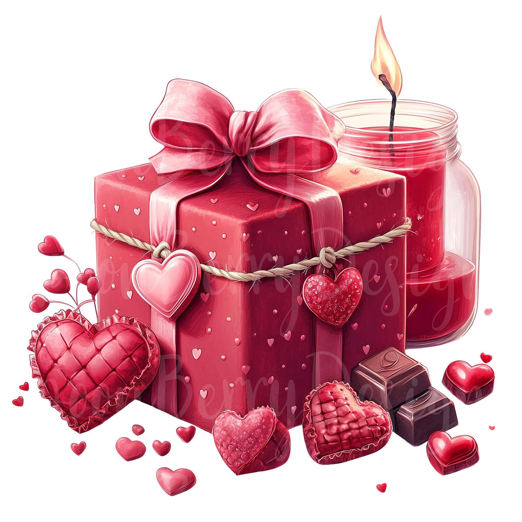 Valentines Gift Box Clipart, Set of 10 PNG Bundle, Watercolor Clip Art ...