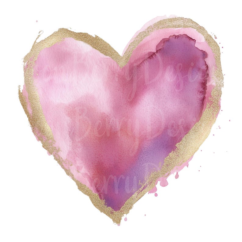 Watercolor Heart Clipart, Set of 10 PNG Bundle, 300 DPI Clip Art ...