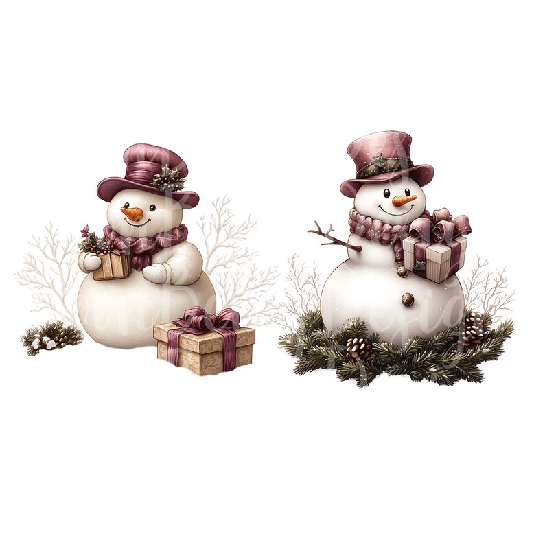 Snowman Clipart, Set of 20 PNG Bundle, 300 DPI Clip Art, Winter Snow ...