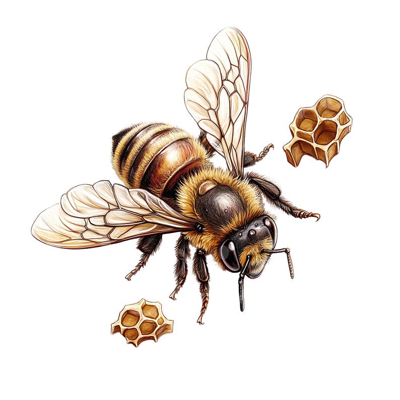 Bee Clip Art, Set of 10 PNG Bundle, 300 DPI Clipart, Bumblebee Honey ...