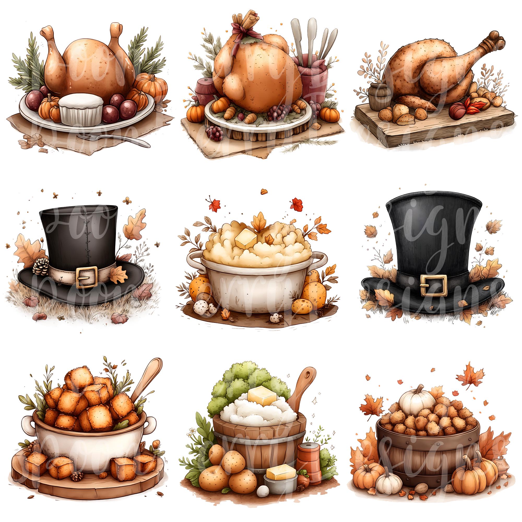 Thanksgiving Clipart, Set of 40 PNG Bundle, 300 DPI Clip Art ...