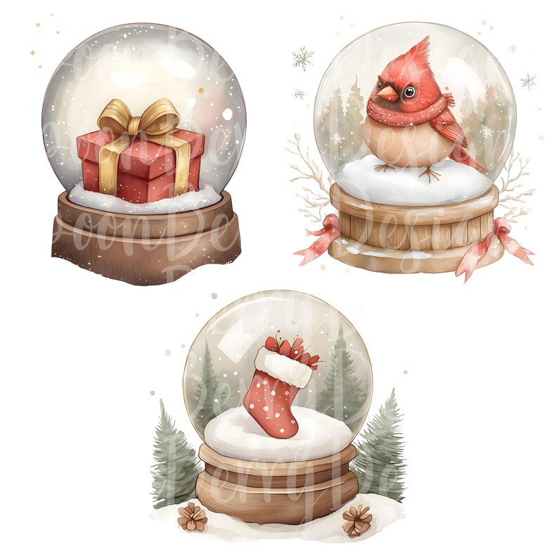 Snow Globe Clipart, Set of 15 PNG Bundle, 300 DPI Clip Art, Winter ...