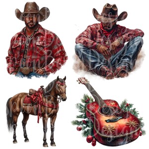 Christmas Cowboy Clipart, Set of 21 PNG Bundle, 300 DPI Clip Art ...