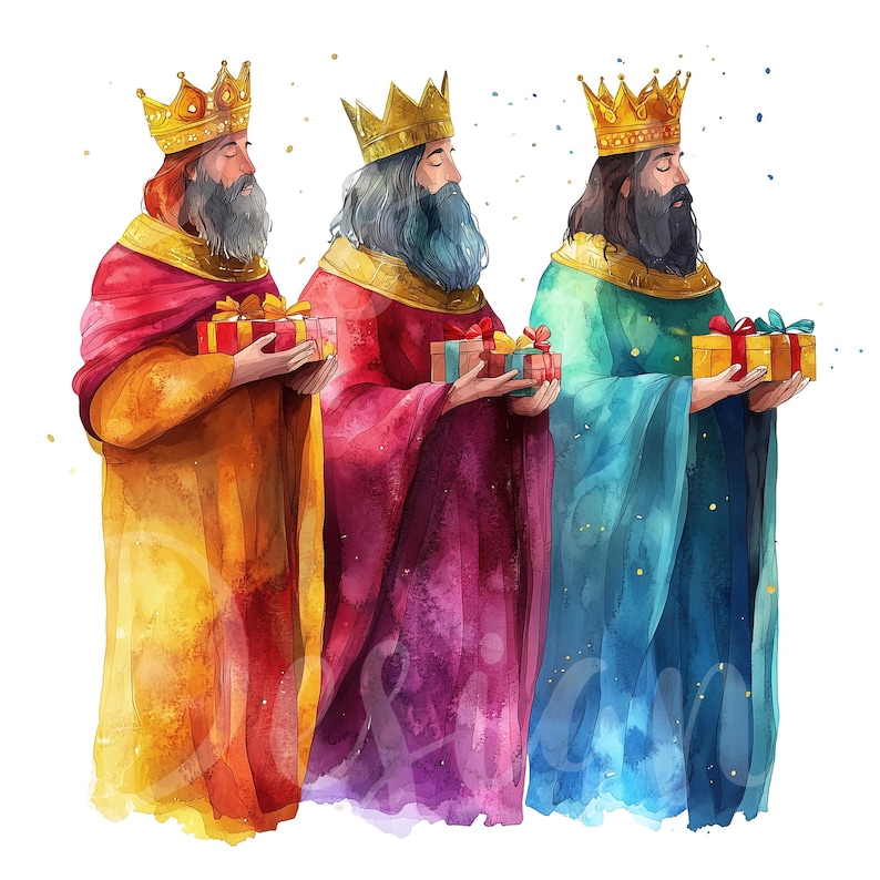 Three Wise Men Clipart, 14 PNG Clip Art Watercolor Bundle, Christmas ...