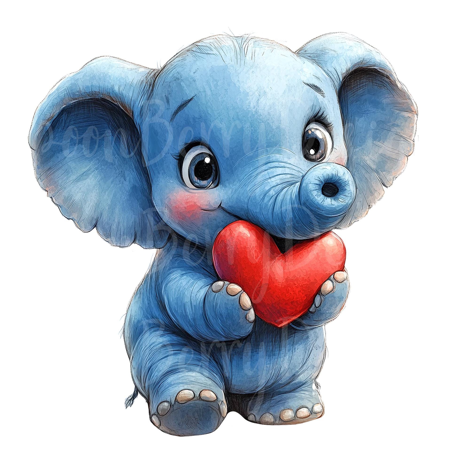 Valentines Elephant Clipart, Set of 12 PNG Bundle, 300 DPI Clip Art ...