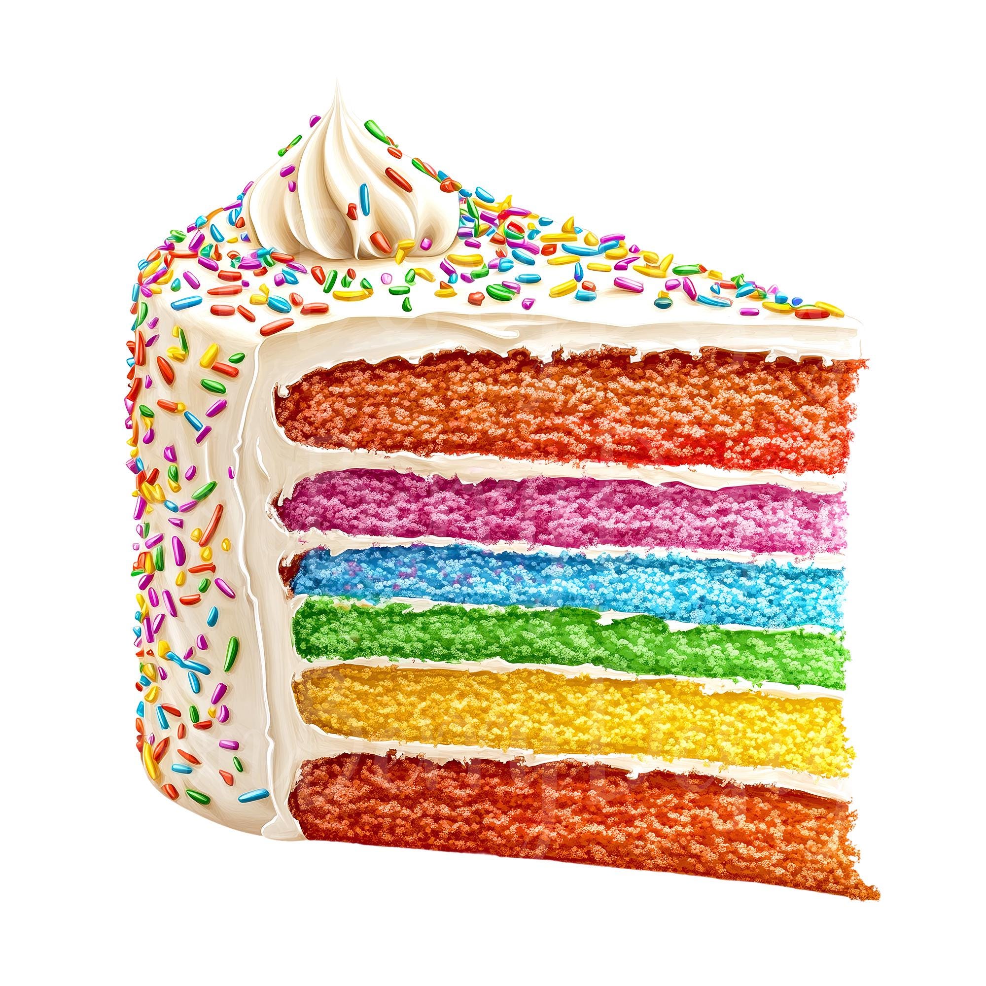 Rainbow Cake Clipart, Set of 16 PNG Bundle, 300 DPI Clip Art, Colorful ...