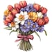 Spring Flower Bouquet Clipart, Set of 15 PNG Bundle, 300 DPI Clip Art ...