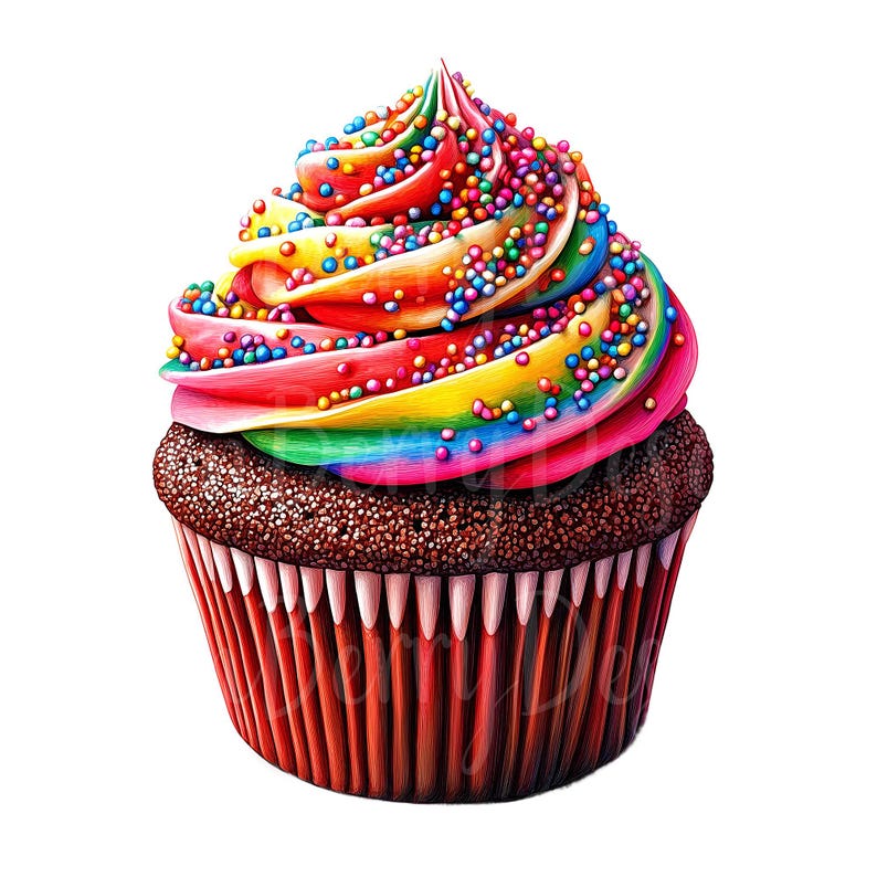 Rainbow Cupcakes Clipart, Set of 17 PNG Bundle, 300 DPI Clip Art ...