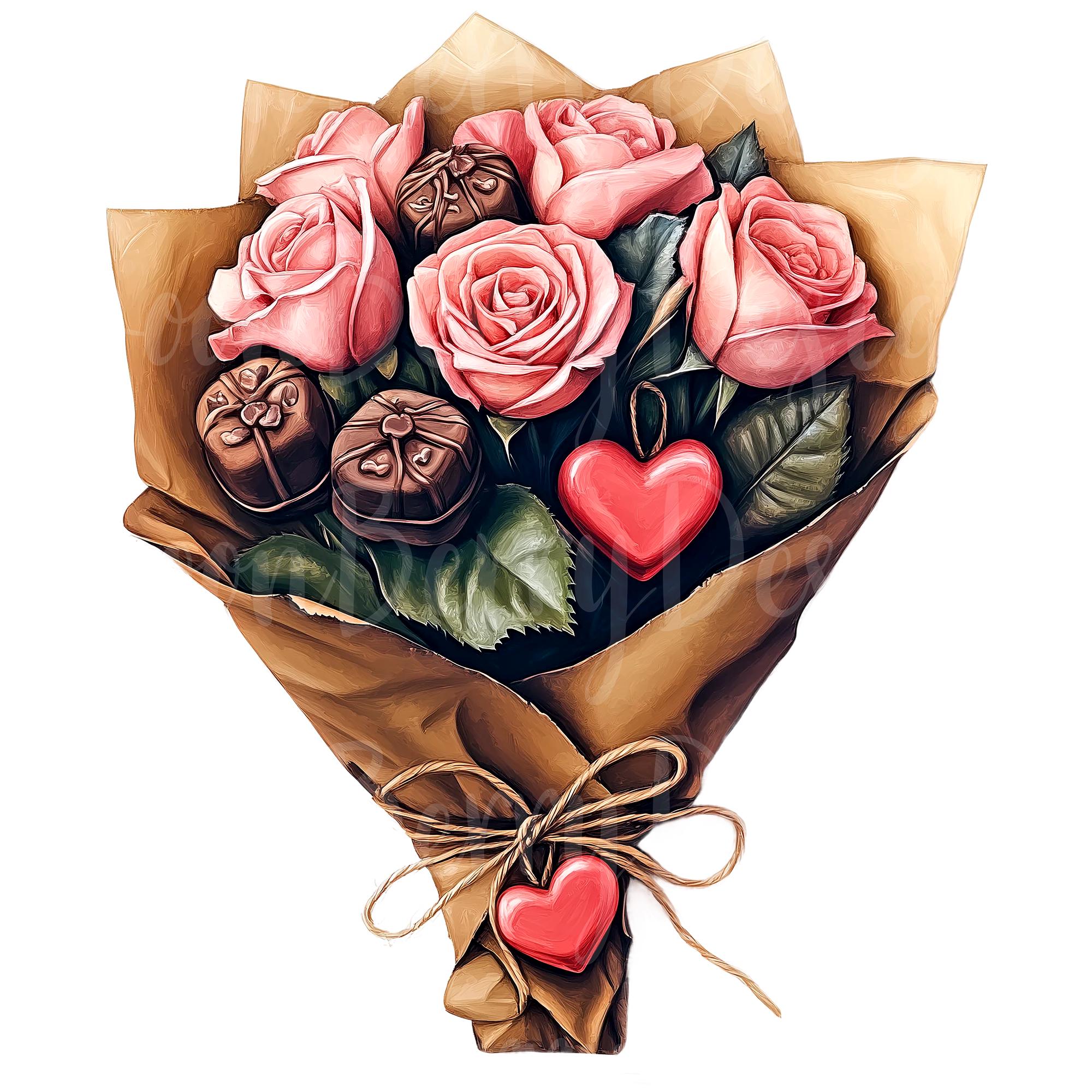 Flower Bouquet Clipart, Set of 13 PNG Bundle, 300 DPI Clip Art, Wedding ...