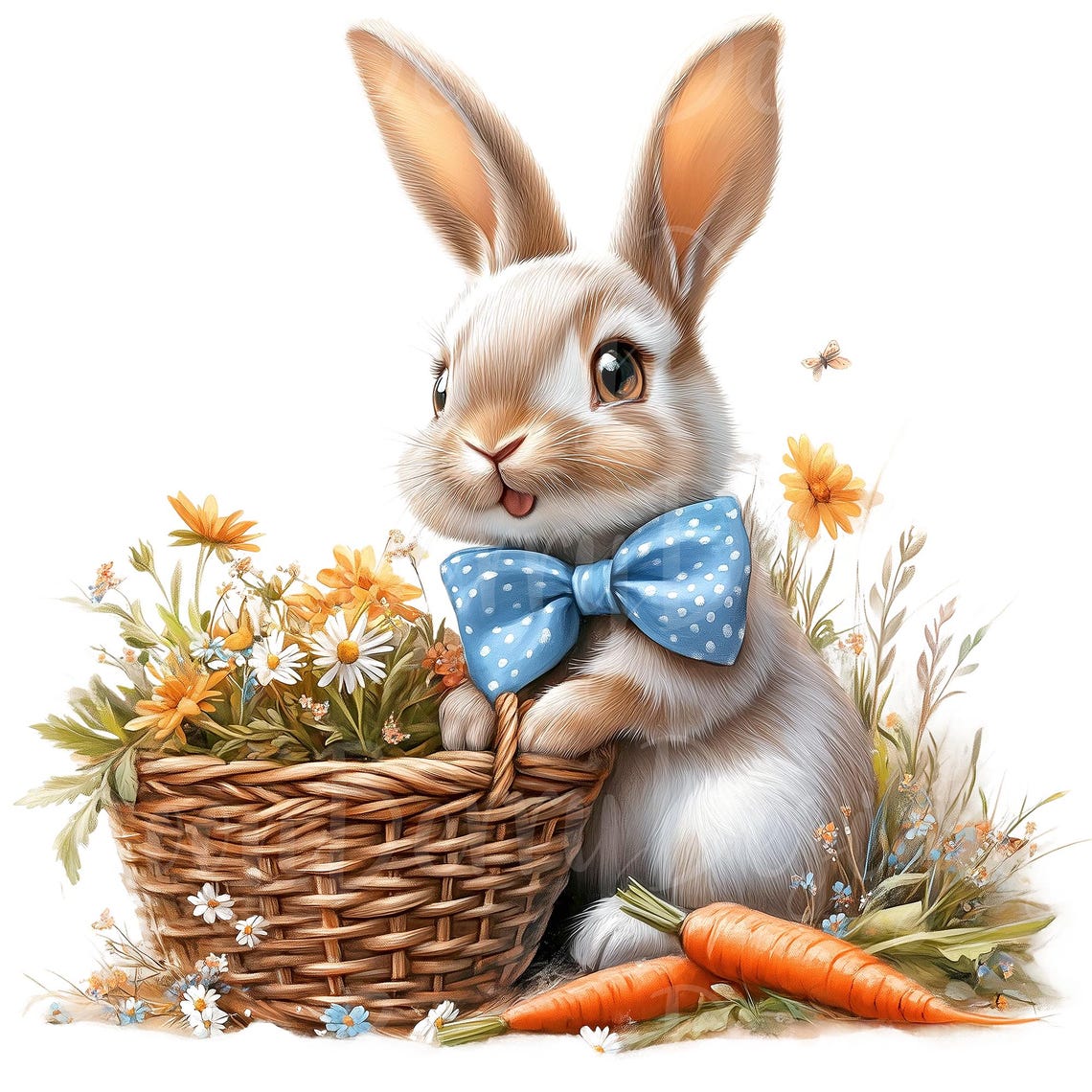 Easter Bunny Basket Clipart, Set of 25 PNG Bundle, 300 DPI Clip Art ...