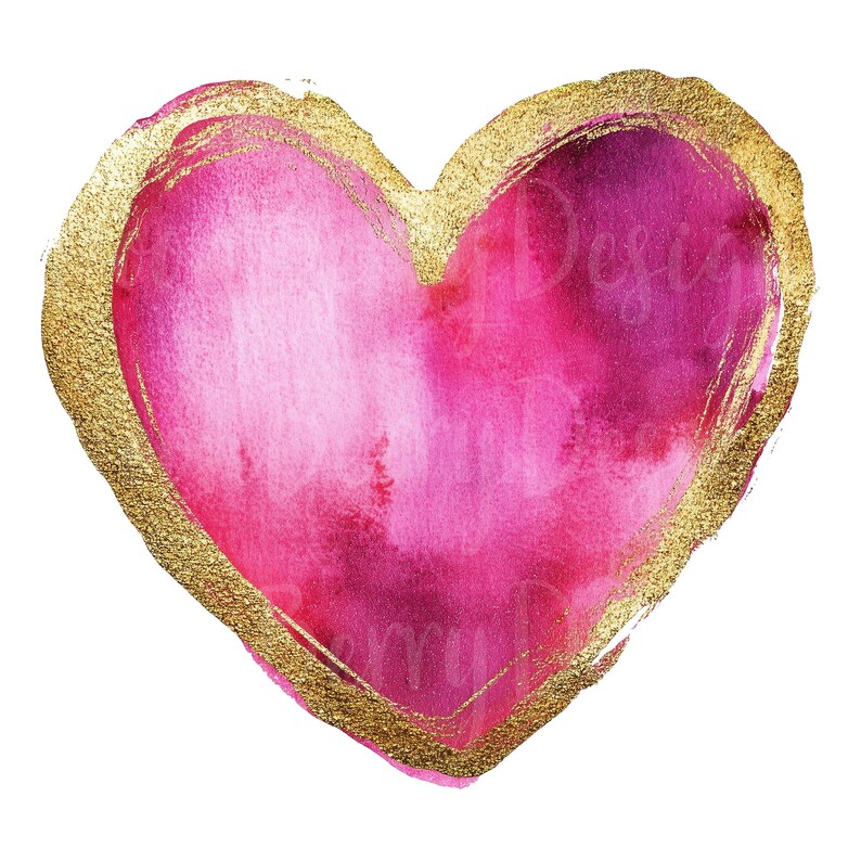 Watercolor Heart Clipart, Set of 10 PNG Bundle, 300 DPI Clip Art ...