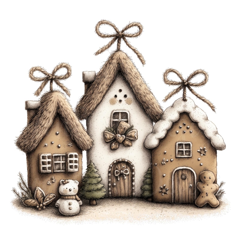 Gingerbread House Clipart, Set of 12 PNG Watercolor Clip Art Bundle ...