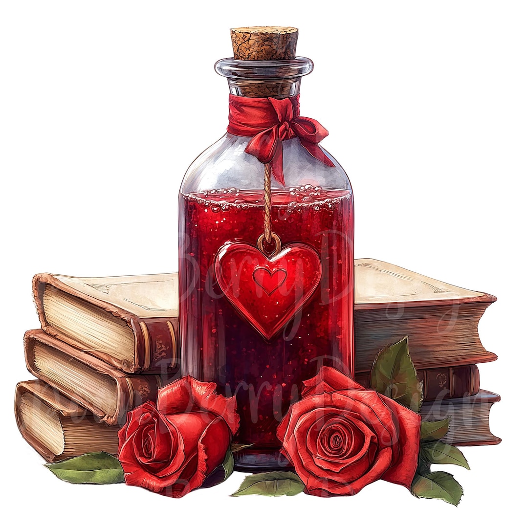 Love Potion Bottle Clipart, Set of 14 PNG Bundle, Watercolor Clip Art ...