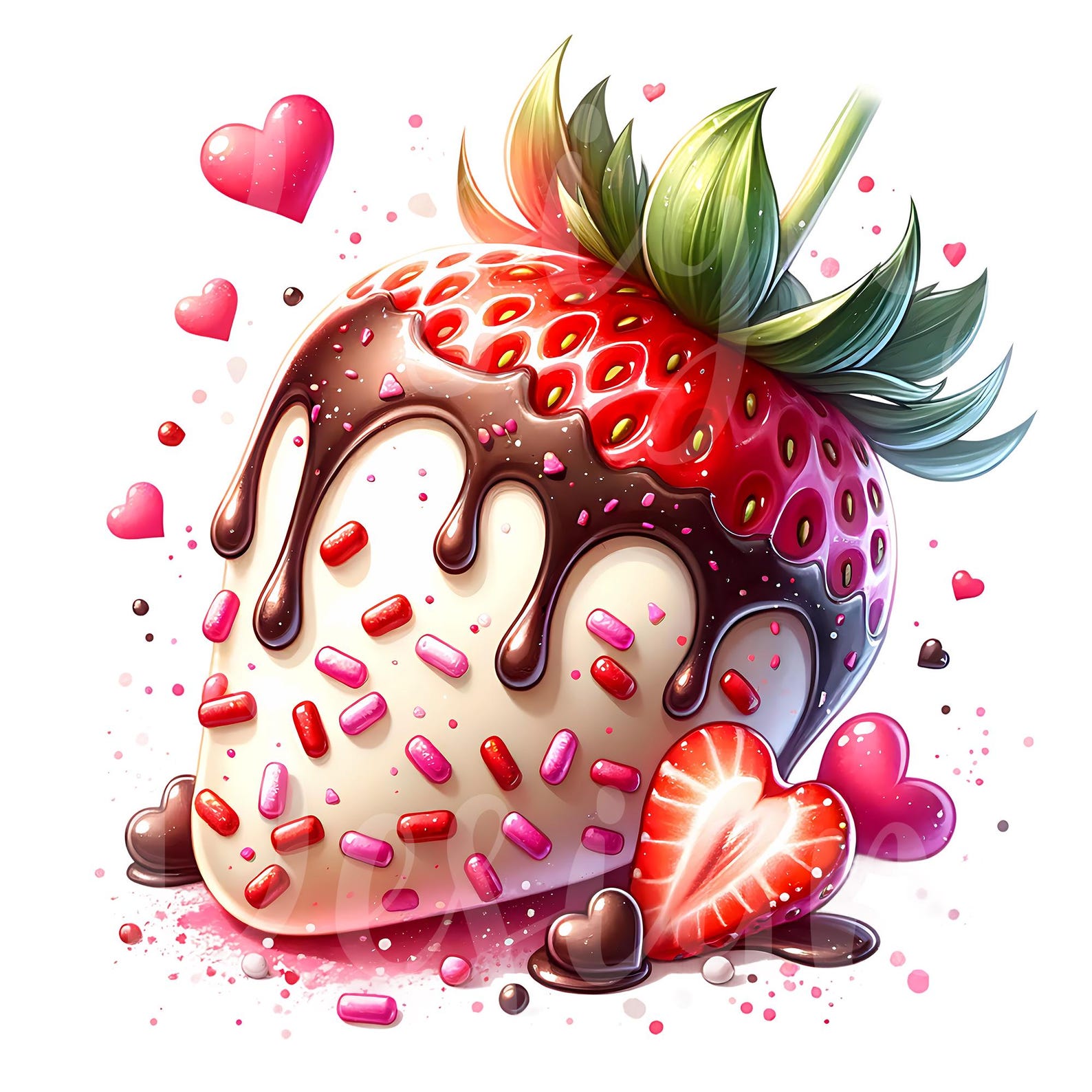 Chocolate Covered Strawberry Clipart, Set of 10 PNG Bundle, 300 DPI ...