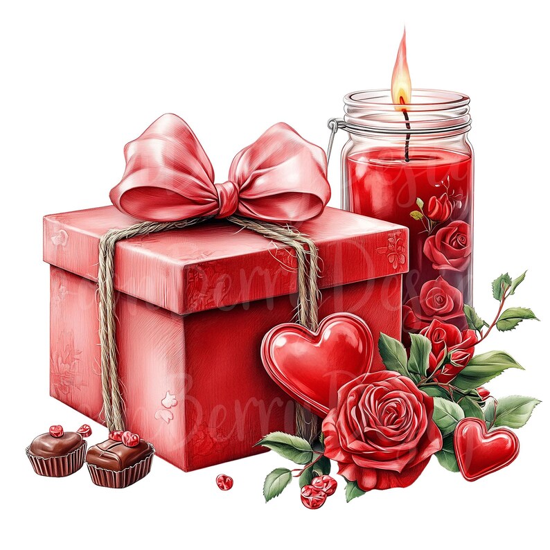 Valentines Gift Box Clipart, Set of 10 PNG Bundle, Watercolor Clip Art ...