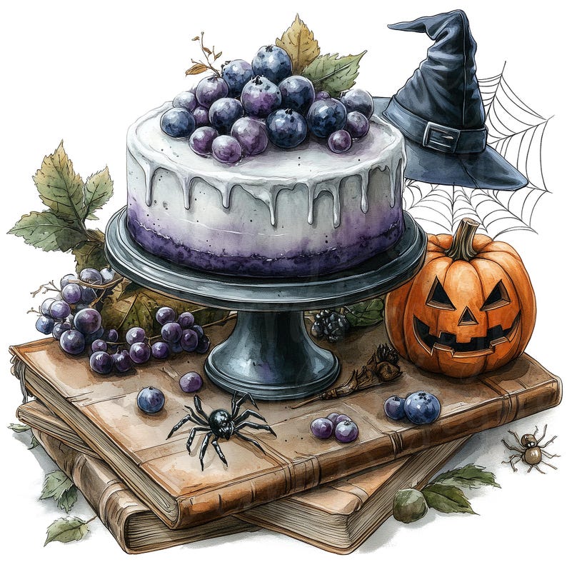 Halloween Cakes Clipart, Set of 12 PNG Bundle, Transparent Background ...
