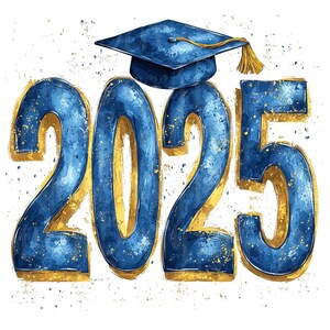 Graduation 2025 Clipart, Set of 12 PNG Bundle, 300 DPI Watercolor Clip ...